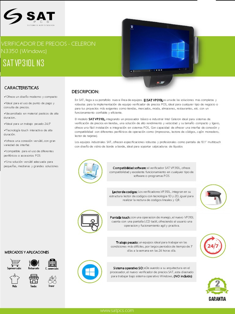 SAT AIO VP310L - Celeron N3350, Windows | PDF | Microprocesador | Software