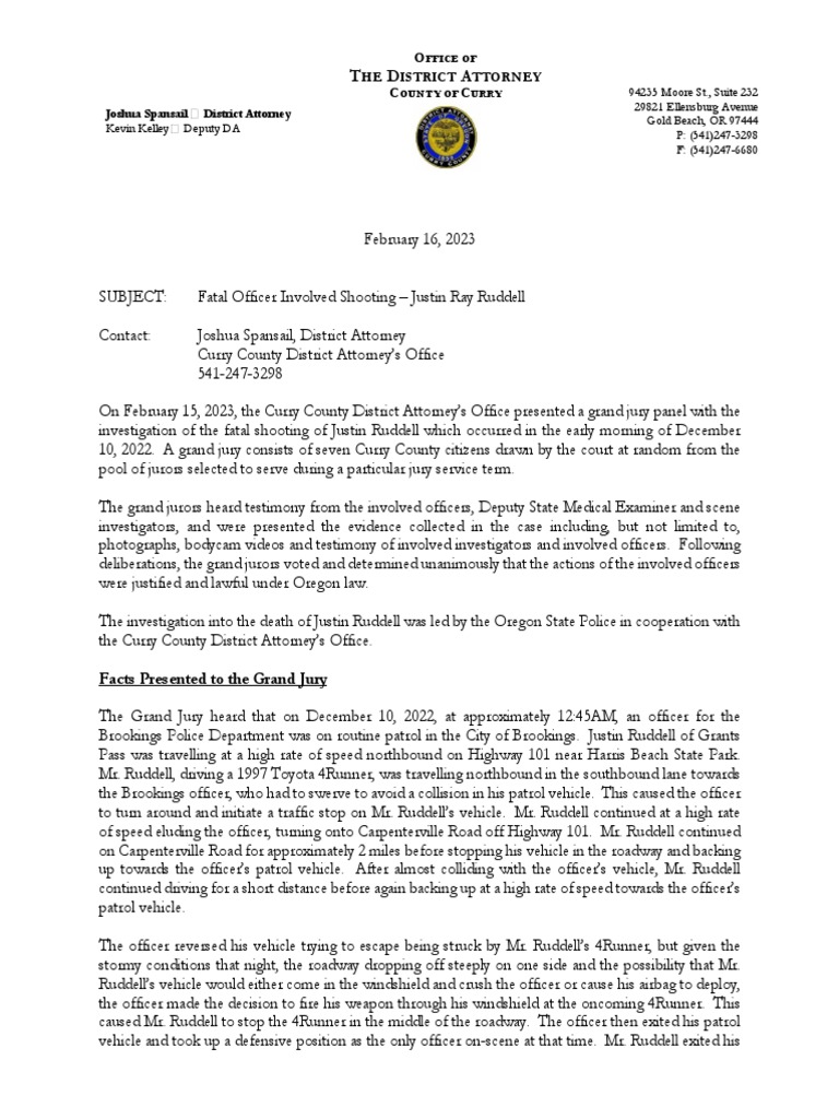 12-10-2022 - BPD OIS - Press Release | PDF | Death | Burden Of Proof (Law)