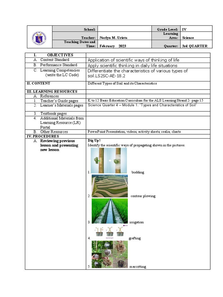 COT Grade 4 or ALS Types of Soil | PDF | Earth Sciences | Physical Geography