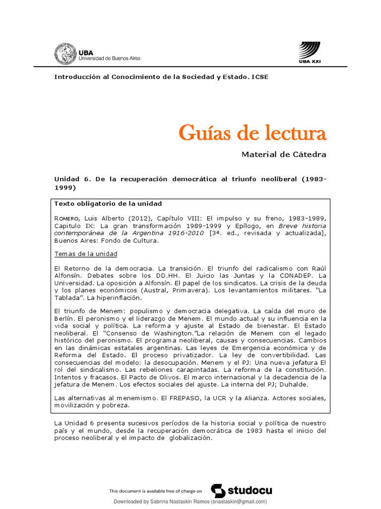 Icse Guia de Lectura Unidad 6 | PDF | Neoliberalismo | Economias