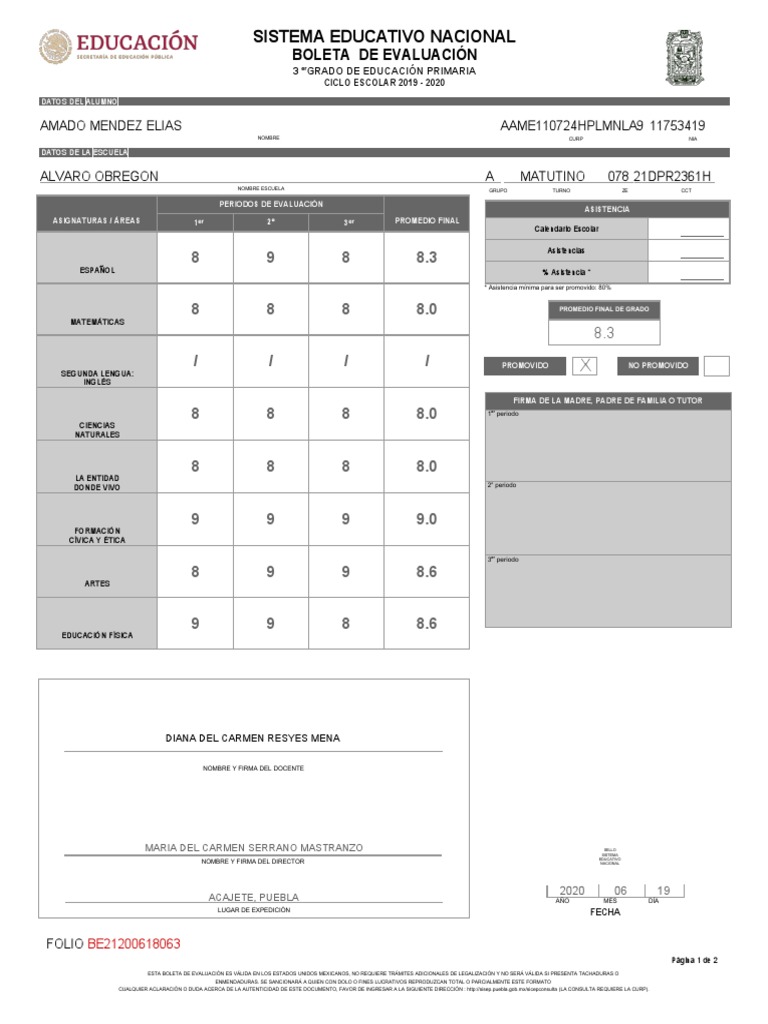Boletas | PDF | Educación primaria