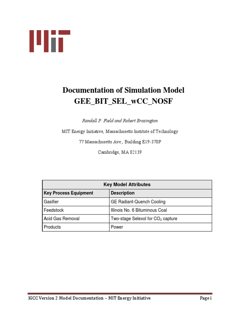 IGCC Model Documentation | PDF | Gasification | Heat