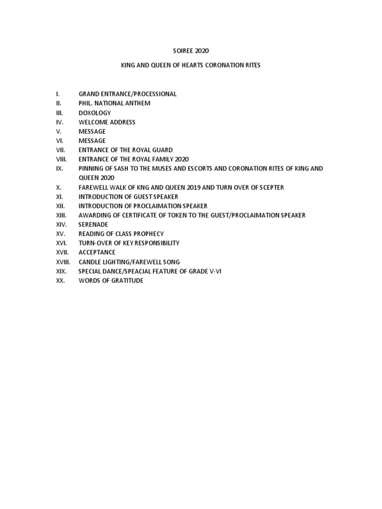 SOIREE 2020 Program Flow - 125045 | PDF