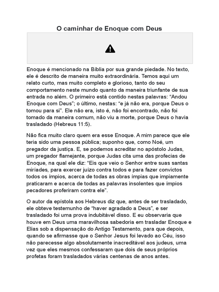O Caminhar de Enoque Com Deus | Descargar gratis PDF | Jesus | Deus