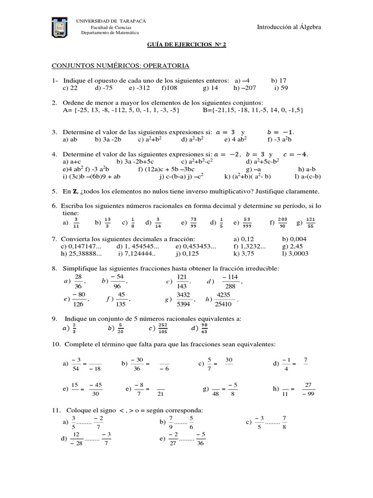 Gu+¡a n-¦2 Conjunto de n+¦meros | PDF | División (Matemáticas) | Teoría de los números