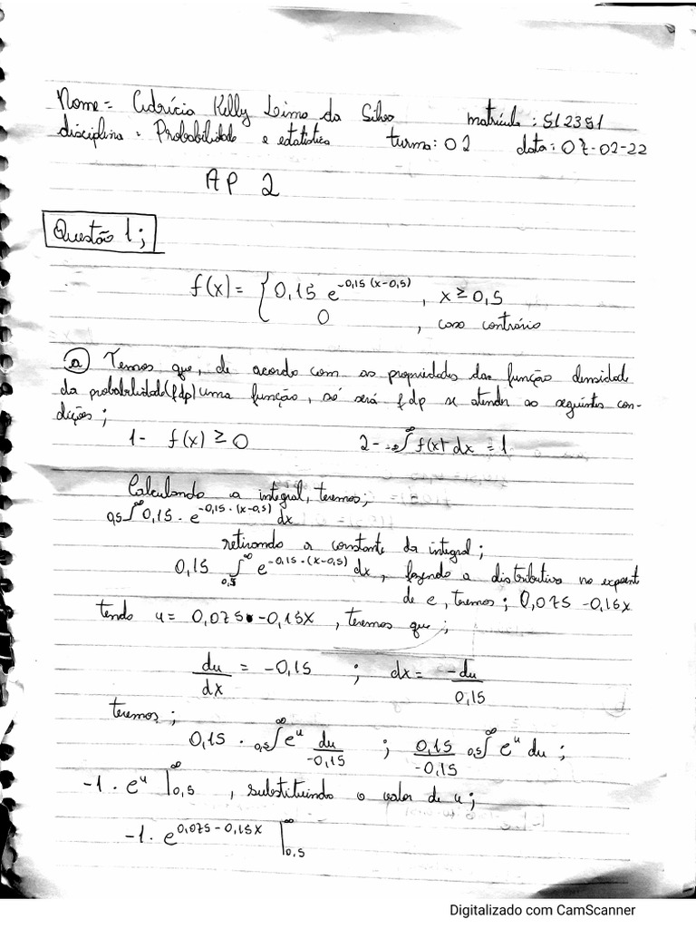 AP2 Adrícia Probabilidade 512351 | PDF