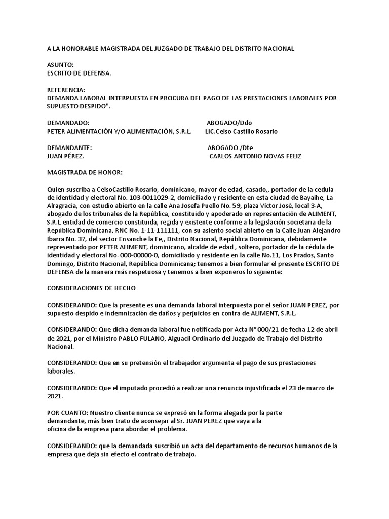 Ecrito de Fensa | PDF | Justicia | Crimen y violencia