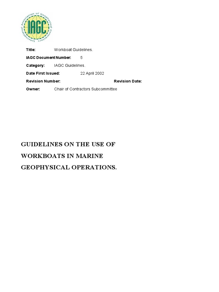 Workboat Guidelines IAGC 5 | PDF | Risk | Risk Assessment