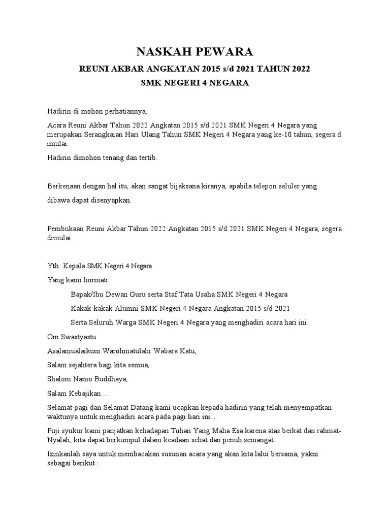 Naskah Pewara Reuni MC | PDF | Perjalanan