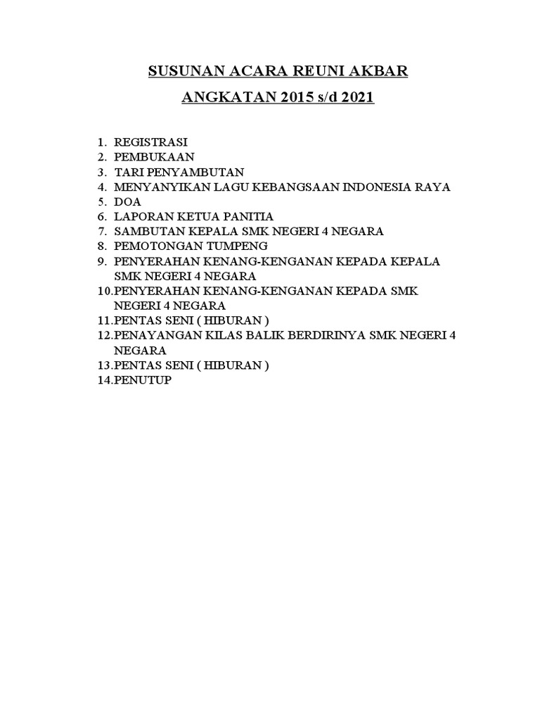 Susunan Acara Reuni | PDF