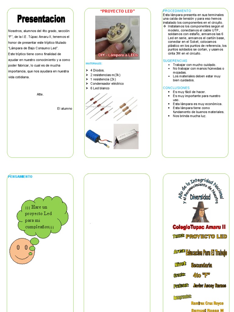 Triptico bASADRE | PDF | Diodo emisor de luz | Ingeniería Electrónica