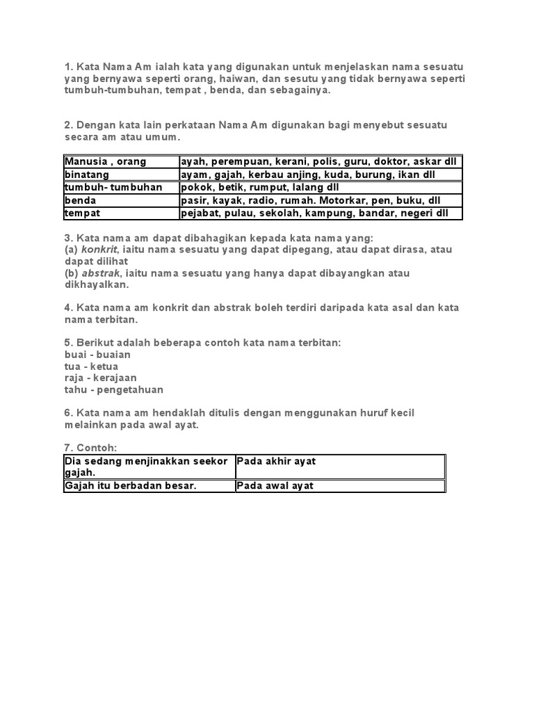 Kata Nama Am Konkrit Dan Abstrak | PDF