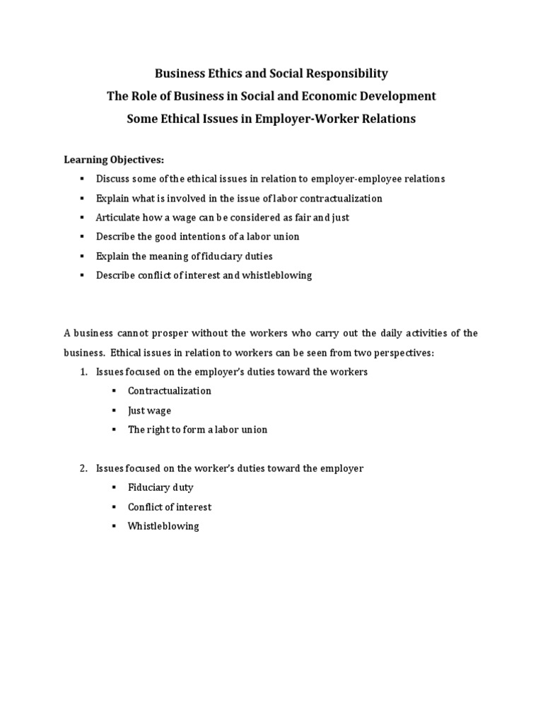 Ethical Issues in Labor Relations | PDF | Cost Of Living | Employment