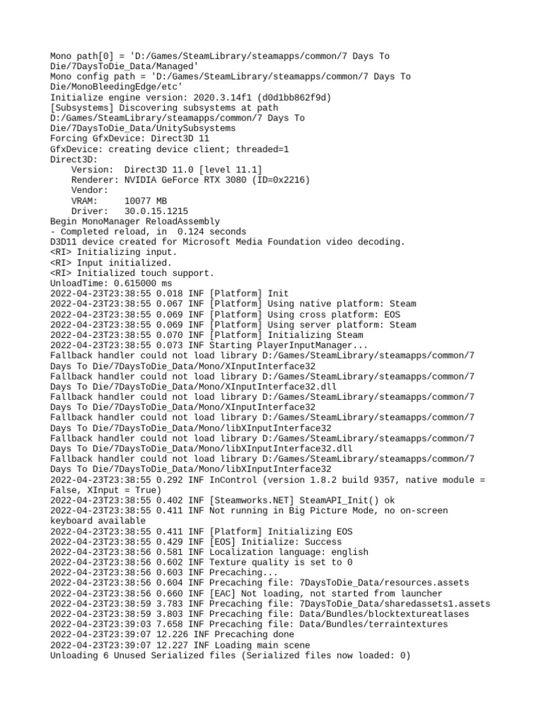 7 Days to Die: Game Initialization | PDF | Library (Computing) | Graphics Processing Unit