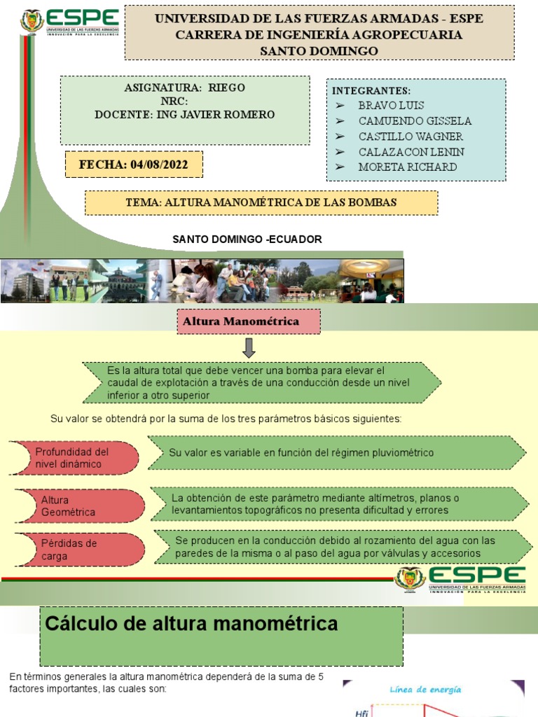 Altura Manométrica en Bombas de Riego | PDF | Bomba | Agua