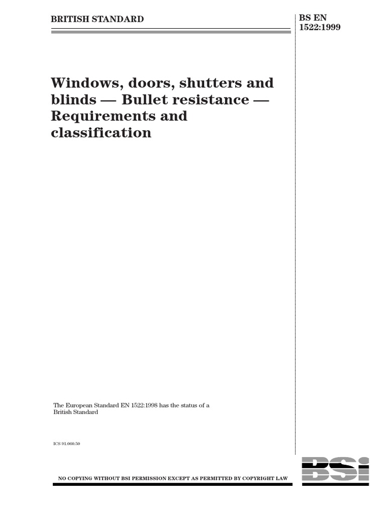 BS en 1522-1999 | PDF | Copyright | Projectiles