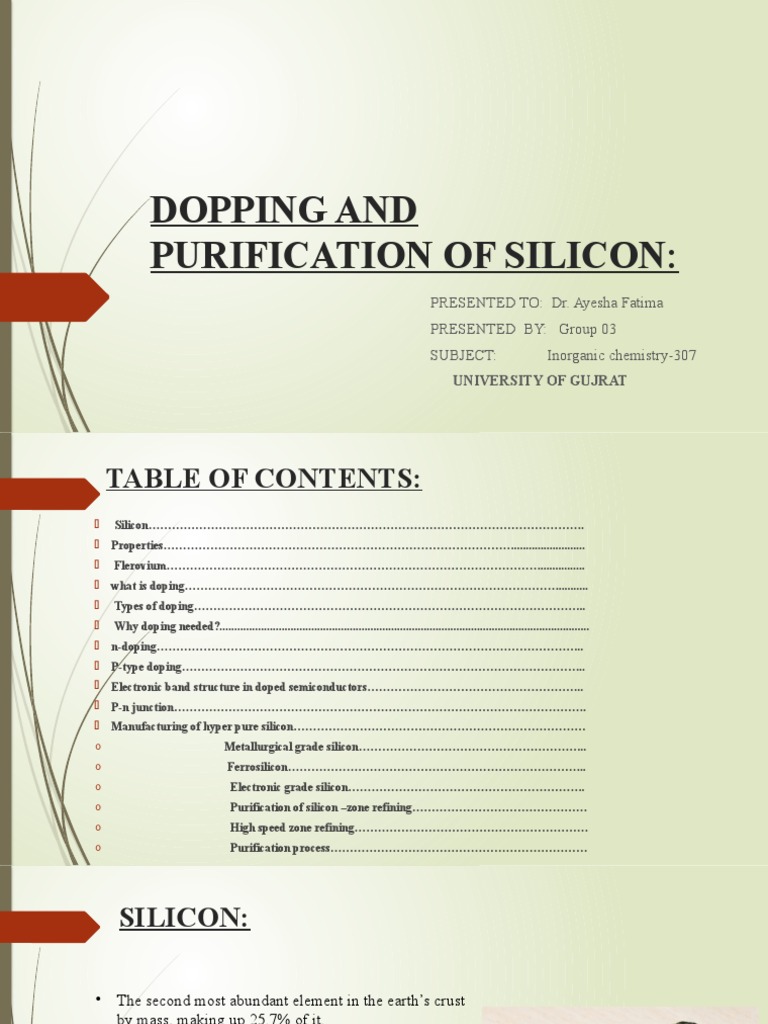 Dopping and Purification of Silicon | PDF | Silicon | Doping ...
