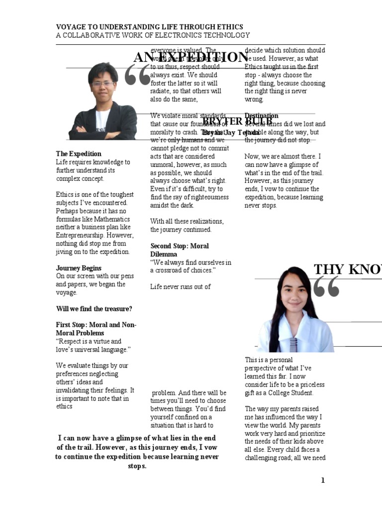 Final Output - Ethics-1 | PDF | Morality | Psychology