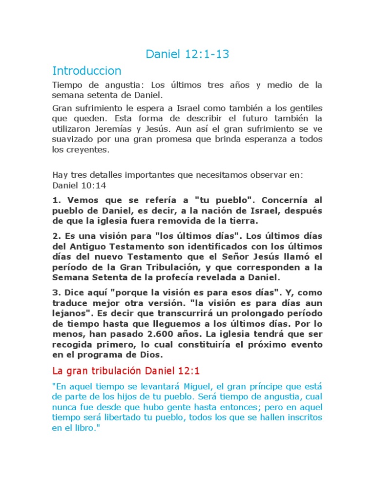 Daniel 12 | PDF | Cristo (título) | Gran tribulación