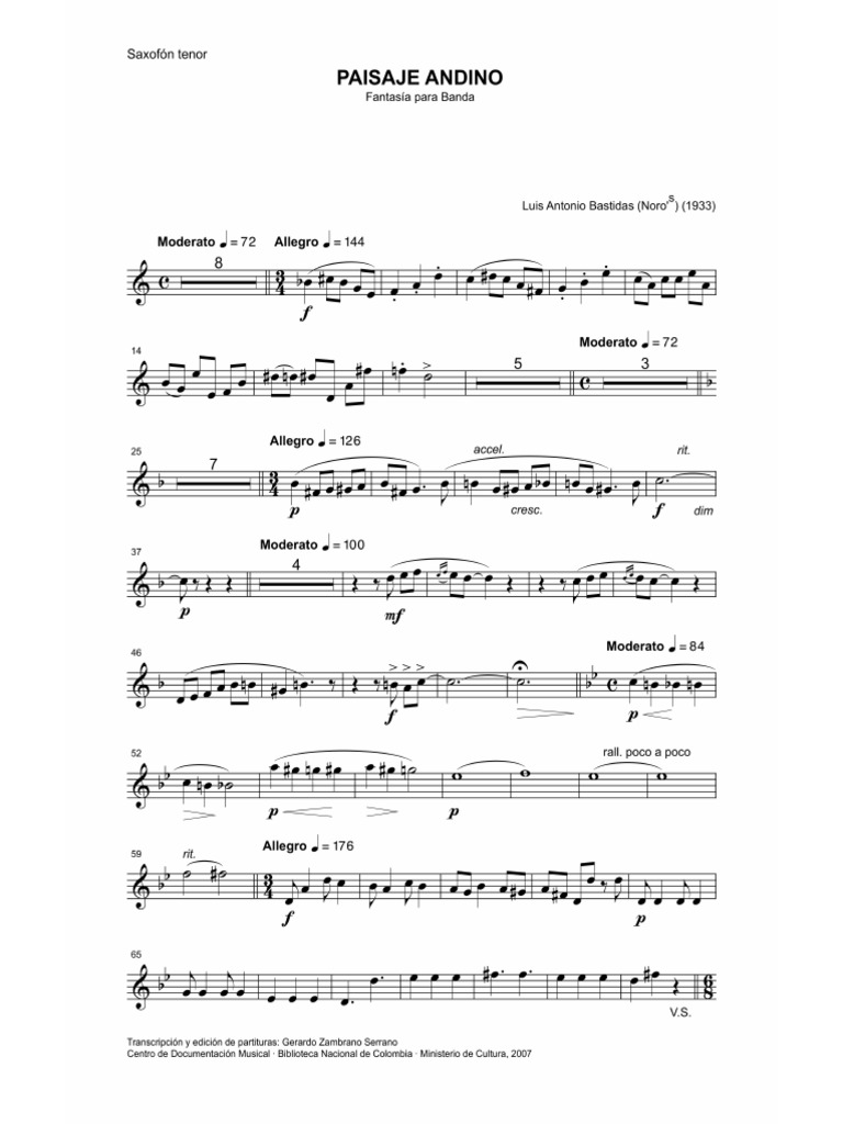 Paisaje Andino Sax Tenor 1 | PDF