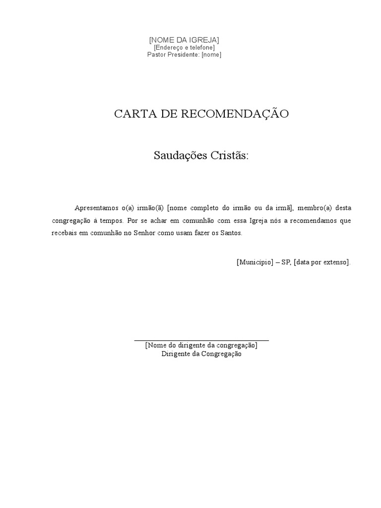 Carta de Recomendação - Modelo | PDF
