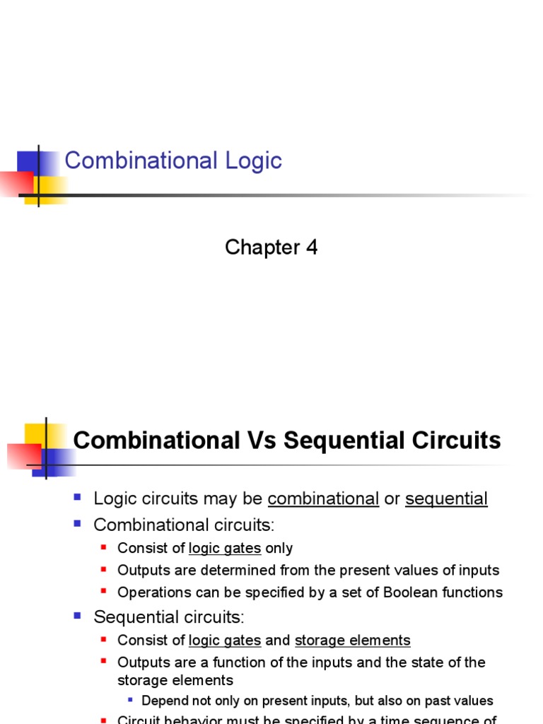 Combinational Logic Chapter 4 Combinational Vs Sequential Circuits Pdf Logic Gate Digital