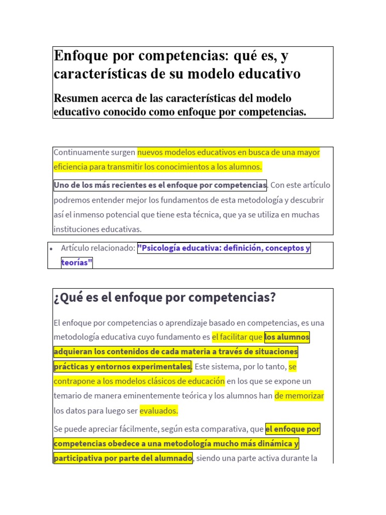 Enfoque Por Competencias | PDF | Evaluación | Enseñando
