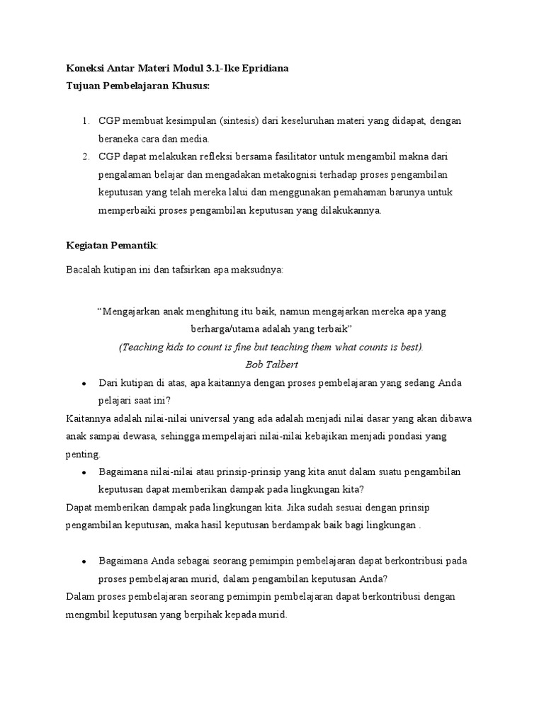 Rangkuman Jurnal Perjalanan Pembelajaran | PDF