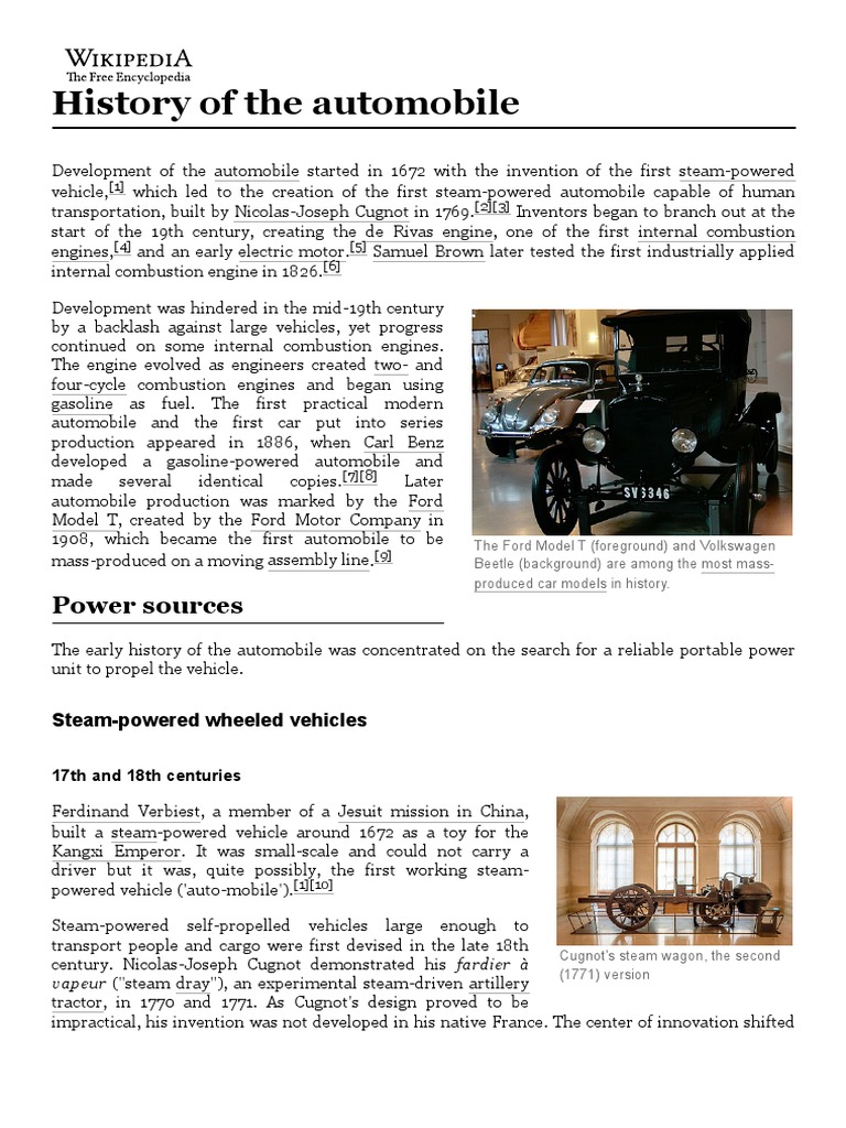 History of Automobile Invention | PDF | Car | Wheeled Vehicles
