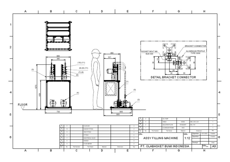 Drafting 2D Filling Machine | PDF | Machines | Mechanical Engineering