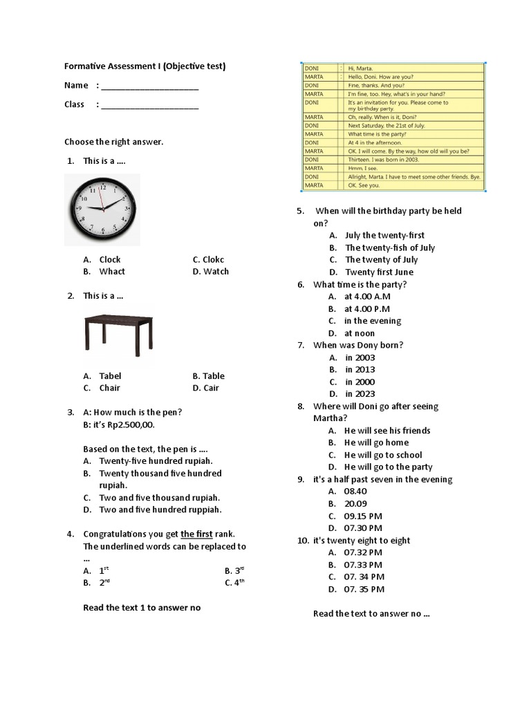 Formative Assessment I | PDF | Food And Drink | Drink