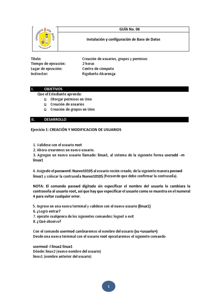 Guia 06-Usuarios y Permisos Unix | PDF | Archivo de computadora | Contraseña