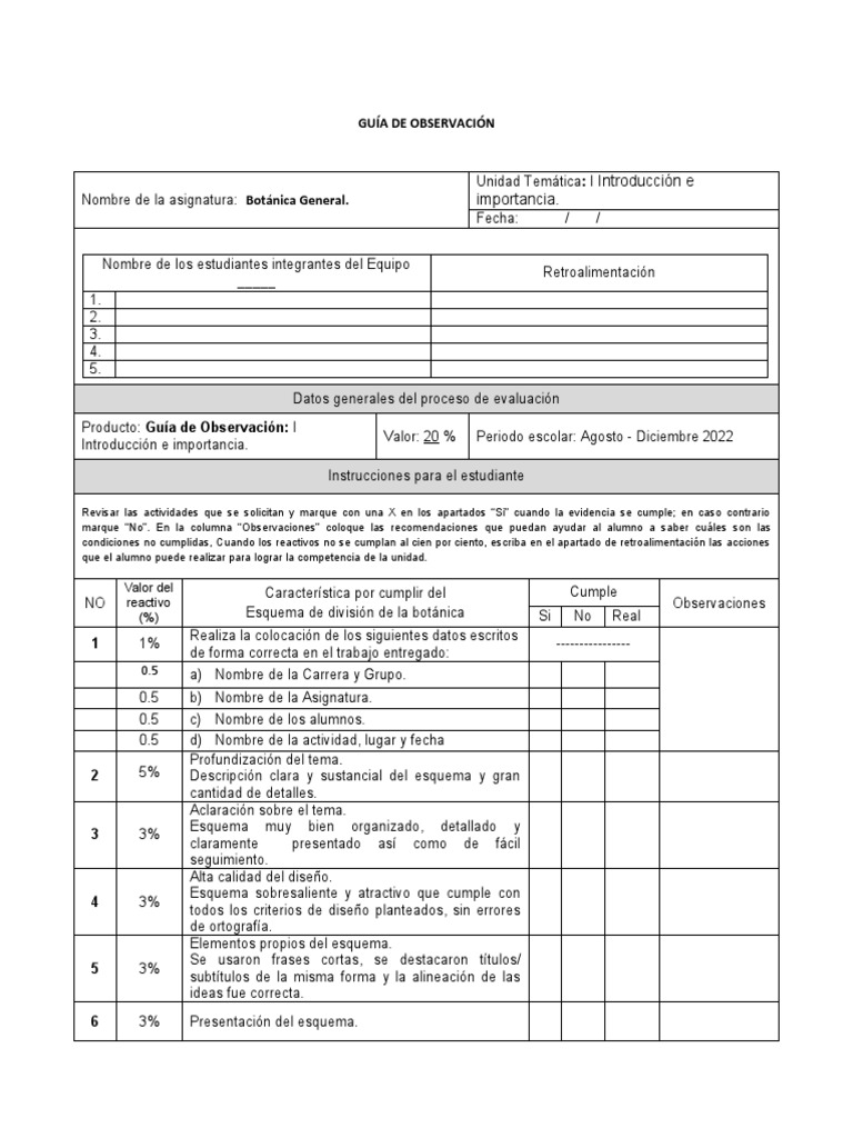 ANEXO - 4 - Guia de Observacion | PDF