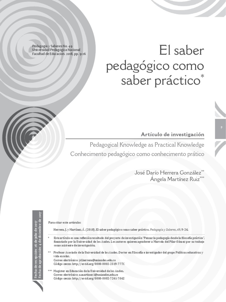 El Saber Pedagogico Como Saber Practico | PDF | Conocimiento | Enseñando