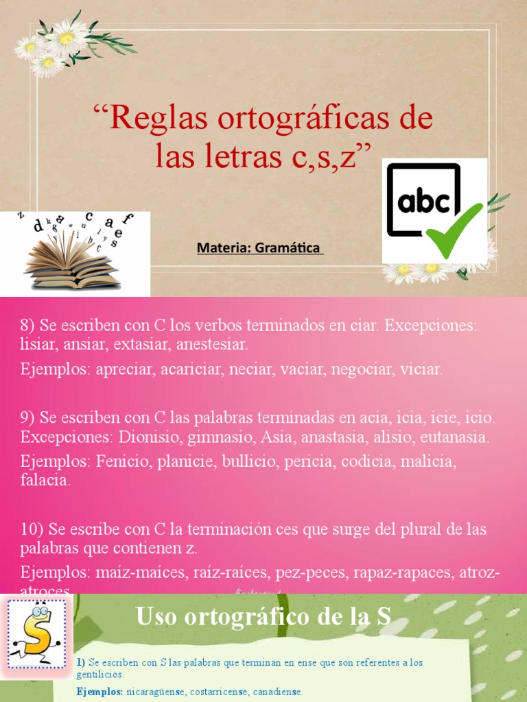 Reglas ortográficas: C, S y Z | PDF | Gramática | Lingüística