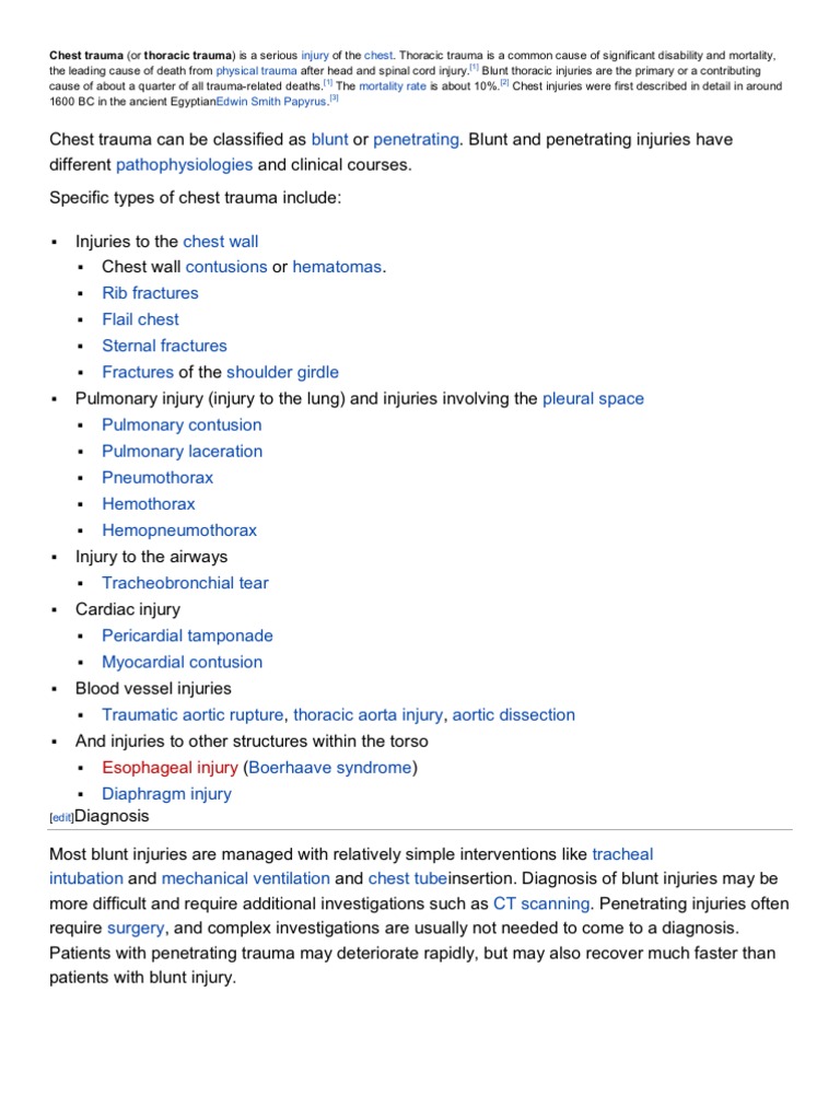 An In-Depth Review of Chest Trauma: Classification, Presentation ...