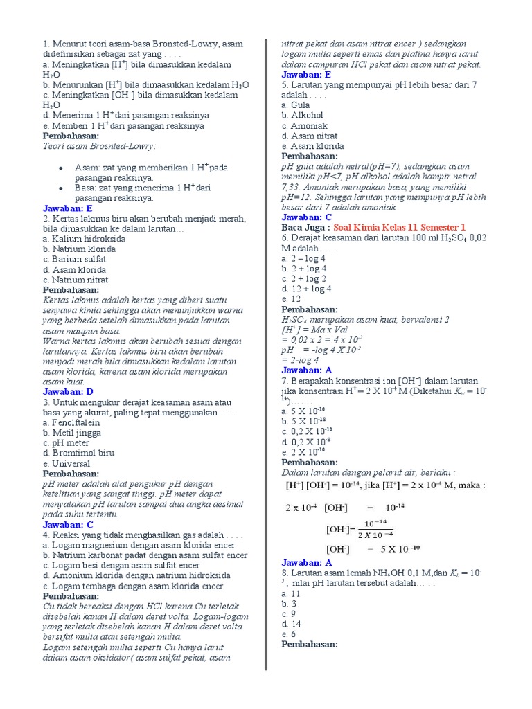 Soal Latihan 1 Kimia Xi Master | PDF | Sains & Matematika