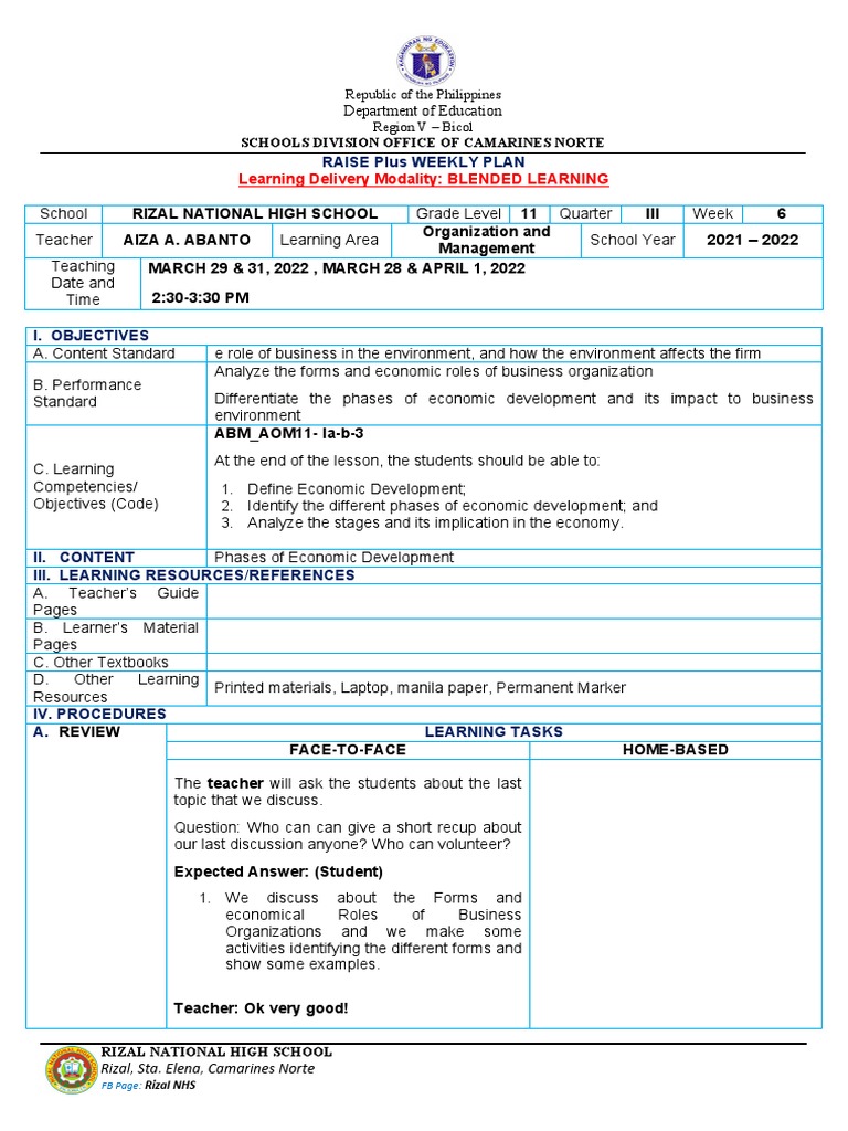 RAISEPlus DLP Template | Download Free PDF | Economic Development | Teachers