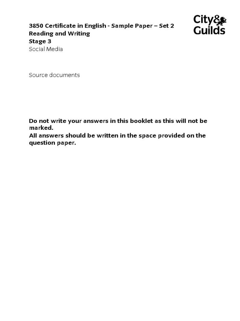 3850 English Stage 3 Source Document Reading and Writing Sample 3 | PDF | Social Media | Popular ...