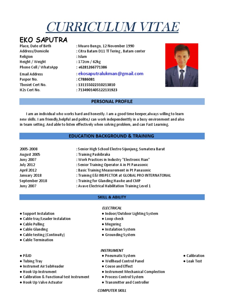 CV Eko Saputra-1022 | PDF | Manufactured Goods | Electrical Engineering