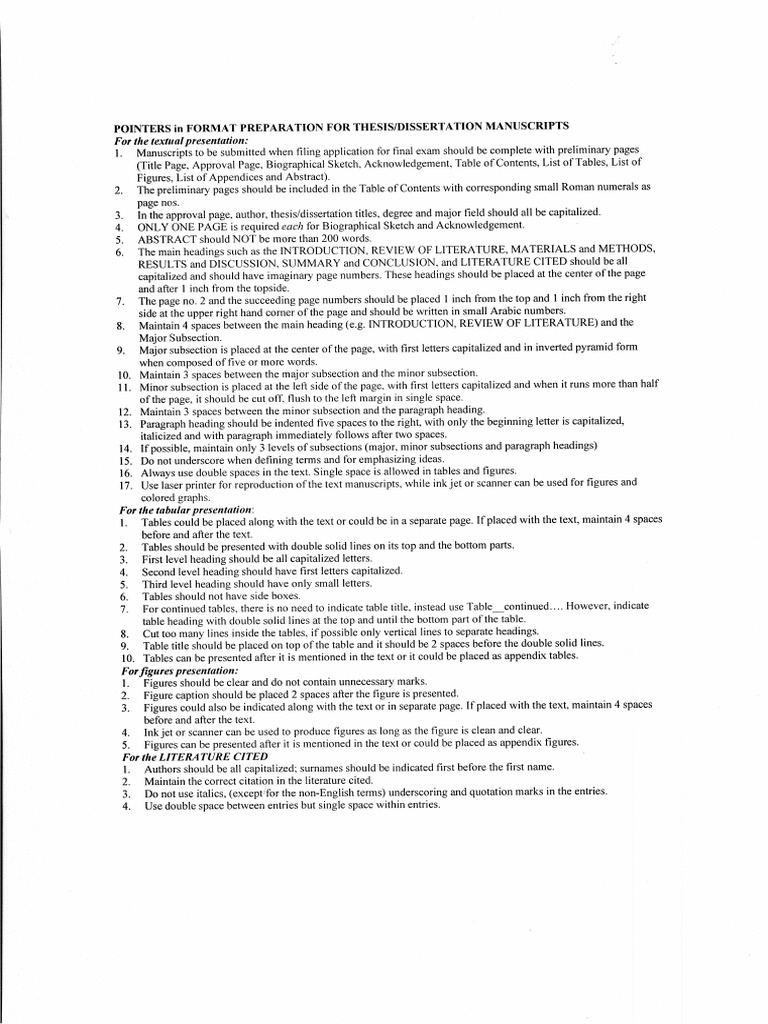 Gs Pointers Formating Thesis Dissertation Manuscripts | PDF
