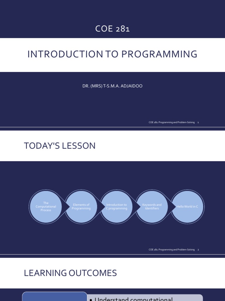 Introduction To Programming In C Exploring Computational Processes Elements Of Programming