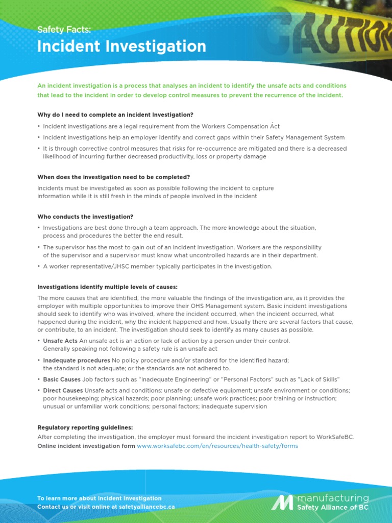 Incident Investigation Toolbox Talk | PDF | Occupational Safety And Health | Workplace