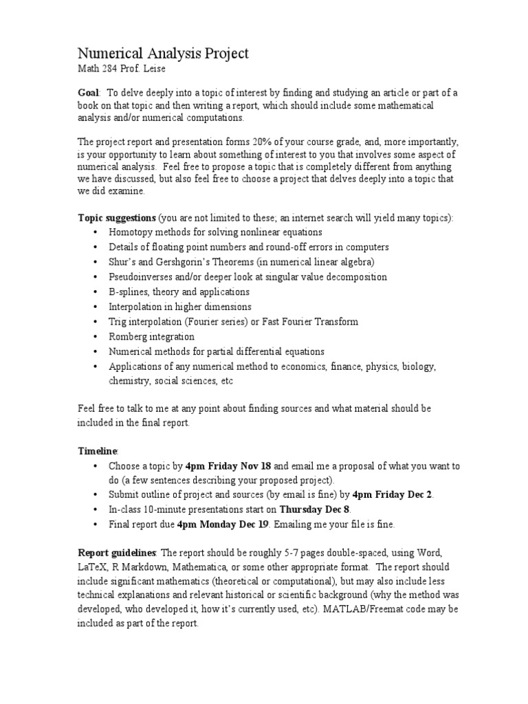 Math 284 Project | PDF | Numerical Analysis | Mathematical Analysis