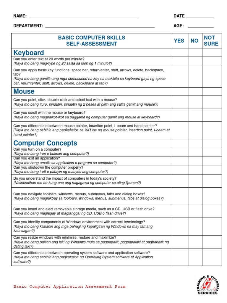 BCA Self Assessment English and Tagalog | PDF | Computer File | Microsoft Excel