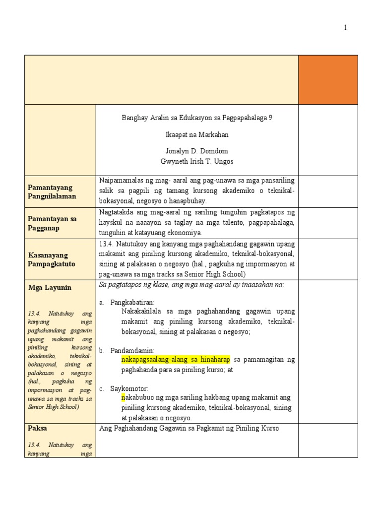 4th Draft - Final Domdom-Ungos Team Teaching Lesson Plan | PDF