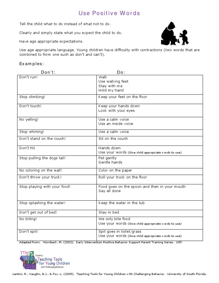 Use Positive Words | PDF | Language Arts & Discipline