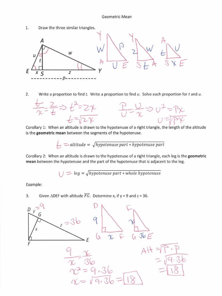 19.2 Geometric Mean Notes Key | PDF