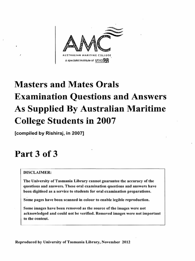 Amsa Masters Mates-Orals3 | PDF | Ships | Cargo