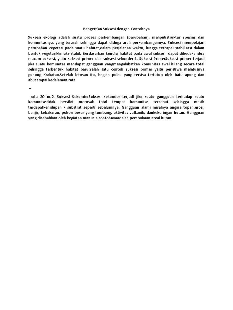 Contoh dan Macam Suksesi Ekologi | PDF | Ilmu Sosial | Sains & Matematika